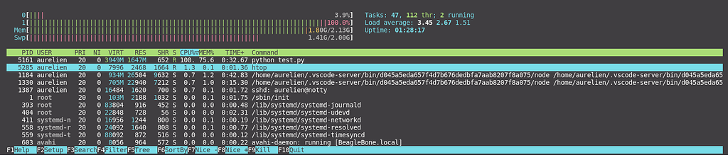 Beaglebone AI 64 showing 2GB of RAM in htop - General Discussion - BeagleBoard
